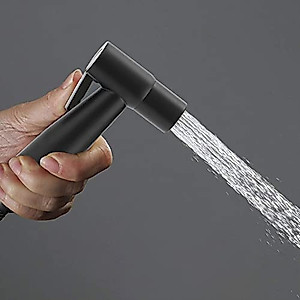 304 Stainless Steel Black Handheld Pressurized Sprayer with 1.2m Hose Wall Hook Toilet Bidet G1/2 Male Female Thread