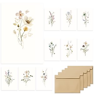 slapaflife Blank Cards,Blank Greeting Cards 4x6,40Pack -Elegant Floral Design Blank Greeting Cards,Note Cards with Matching Peel-and-Seal Rustic Envelopes