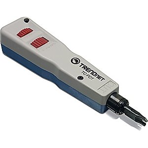 TRENDnet Punch Down Tool With 110 And Krone Blade, Insert & Cut Terminations In One Operation, Precision Blades Are Interchangeable & Reversible, Network Punch Tool, Grey, TC-PDT,White