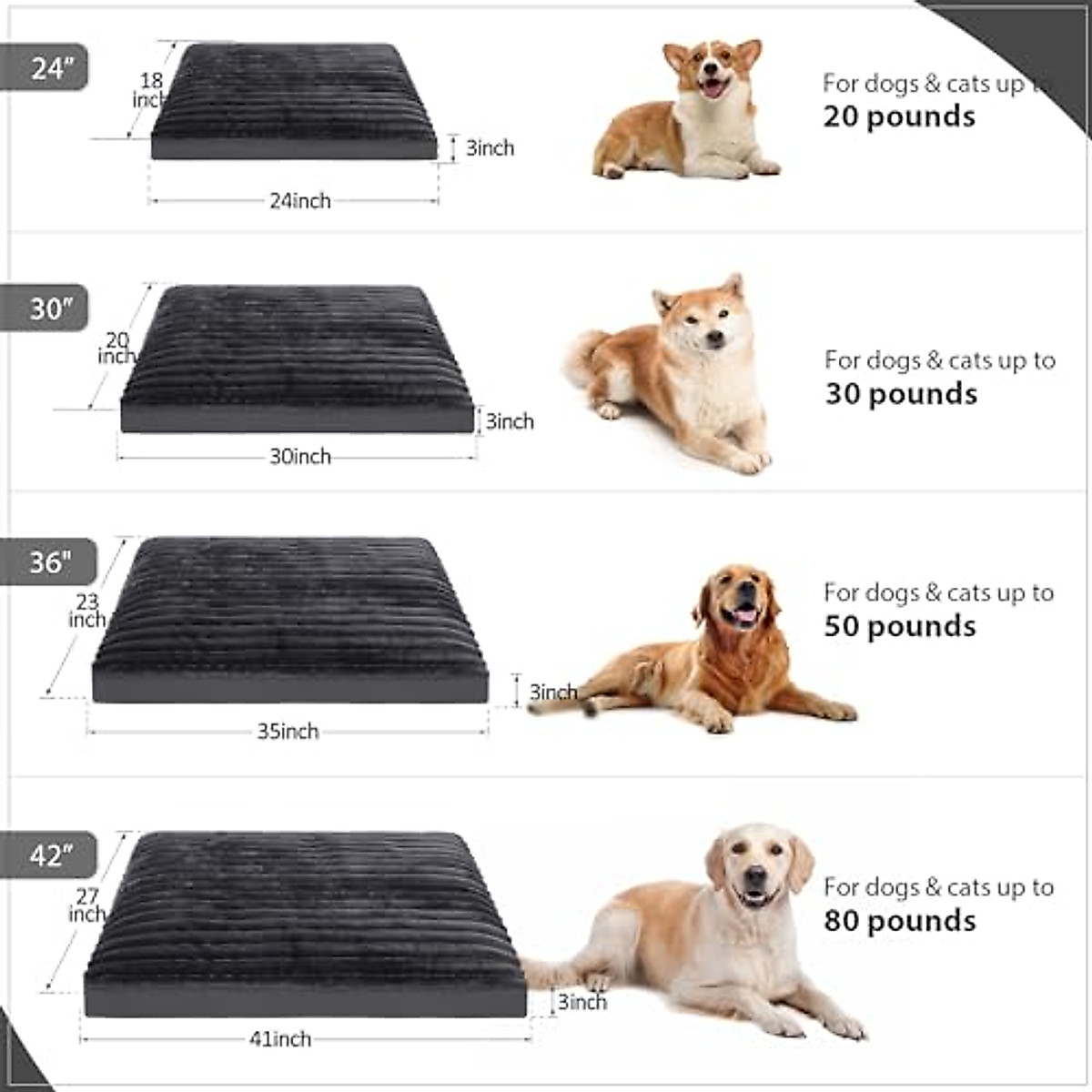 Vonabem Small Dog Bed Washable with Removable Cover Waterproof, Dog Crate Beds for Small Dogs Cats, Soft Flannel Anti-Slip Pet Beds Kennel Pad 24 inch