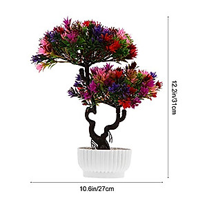 Happyyami Artificial Plants Indoor Artificial Bonsai Tree Fake Bonsai Juniper Tree Faux Potted Plant Bonsai Pine Tree Simulation Bonsai Plants for Greenery Office Home Decor Small Artificial Plants