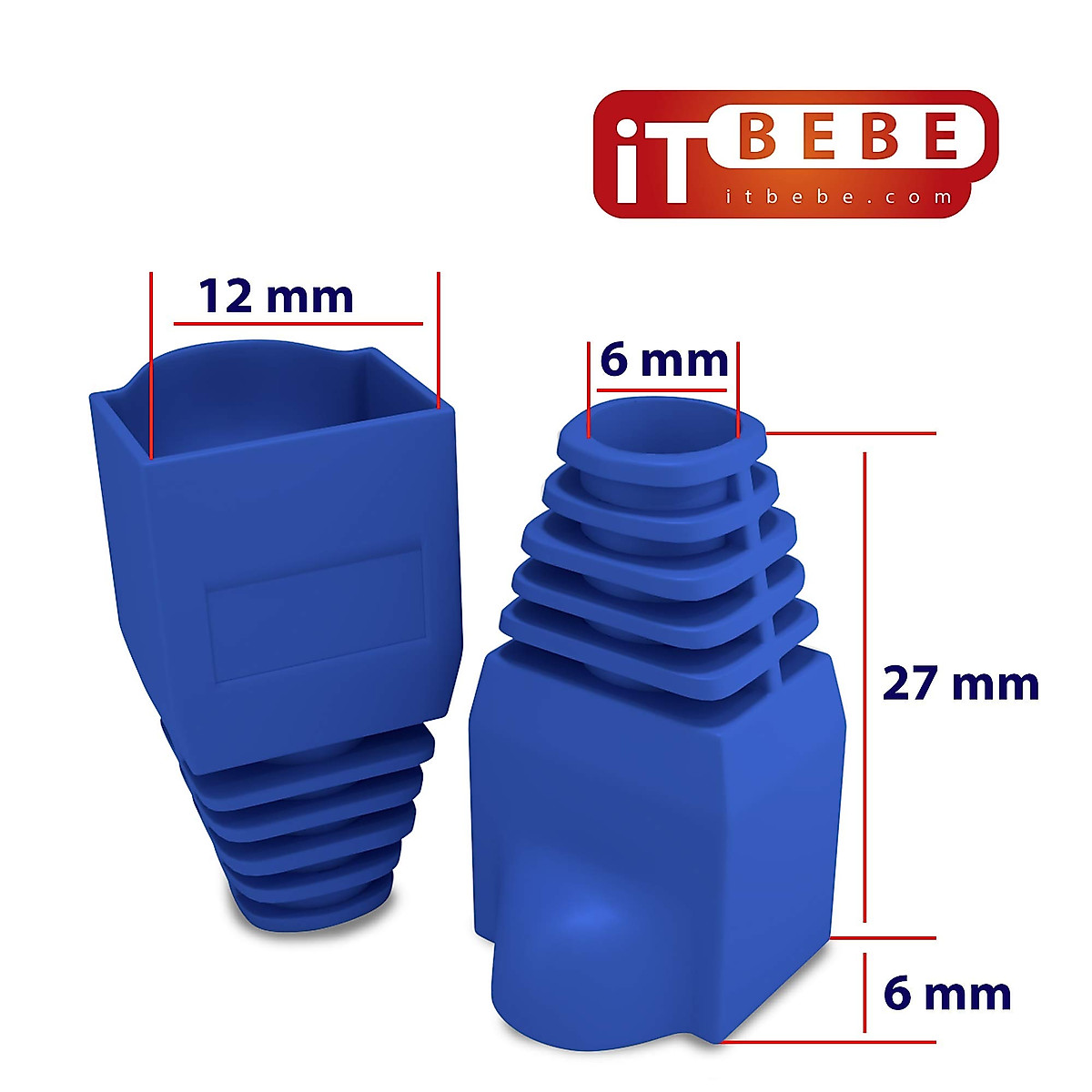 TBEBE 100 Sets of RJ45 Cat6 Pass-Through Connectors for 24 AWG Cables - 100 Pieces Cat6 Connectors Ends and 100 Pcs RJ45 Connectors Blue Strain Relief Boots for Clean, snag-Free ethernet Patch Cord