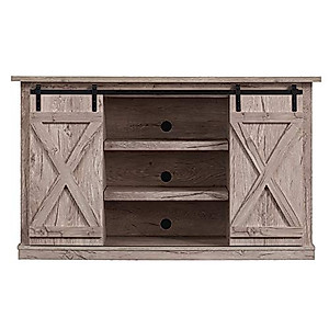 Twin Star Home Sliding Barn Door TV Stand, Ashland Pine