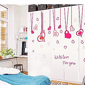 Red Love Hollow Heart Skirting Lines Wall Sticker Living Room Bedroom Nursery Flooring Line Decal Valentines Day Decor