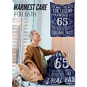 InnoBeta 65th Birthday Gifts Throws, Happy 65th Birthday Themed Bed Flannel Plush Blankets, Thank You Presents for Dad, Grandpa, Godfather, Friends, Uncle(50x 65Inches)