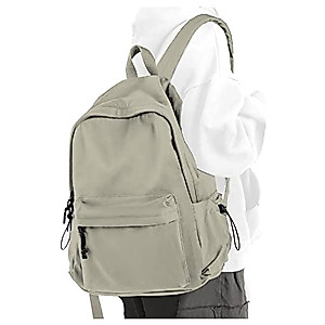 PAUBACK Green School Backpack for Girls Water Resistant High School Book Bag Simple Backpack for Teens Boys Girls, Lightweight Simple Middle School Back Pack Daypack