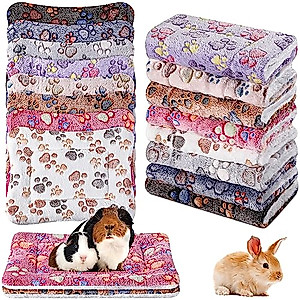 Ripeng 8 Pcs Guinea Pig Bed Mat Fleece Cat Bed Pad Dog Crate Mat for Indoor Warm Reversible Pet Bedding for Small Animal Bed Washable Kennel Crate Pad Cat Carrier Mat(Multicolor, 12.6" x 9.8")