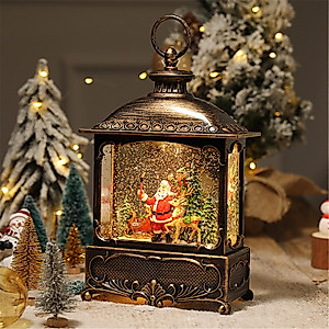 YEHEI Musical Snow Globe Water Lantern, Singing Christmas Lanterns for Kids, Christmas Snowglobe for Home Christmas Decor, Battery Operated & USB Cord Powered,Santa Claus