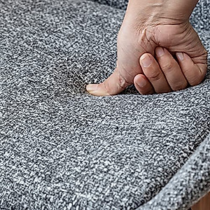 LUNLING 29.5" Bar Height Barstool Mid Century Modern Retro Bar Chairs Charcoal Grey Linen Look Fabric Upholstered and Walnut Wood Frame for Home Bar Furniture(Gray)