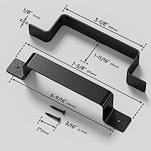 SANKEYTEW Barn Door Pull Handle Black Steel Hardware for Sliding Door Gate Cabinet Closet Drawer Garage Shed, Rustic Style (2 pcs)