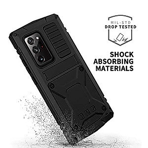 CHENXI for Samsung Galaxy Note 20 Ultra Case, Aluminum Metal Gorilla Glass Waterproof Shockproof Military Heavy Duty Sturdy Protector Cover Hard Case for Samsung Galaxy Note 20 Ultra (Black)