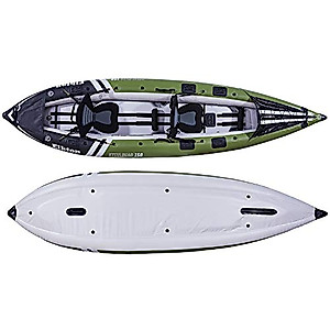 Elkton Outdoors Steelhead Inflatable Fishing Kayak Boat - 2 Person Angler Blow Up Tandem Kayak, Includes Paddles, Seats, Hard Mounting Points, Bungee Storage, Rigid Dropstitch Floor and Spray Guard