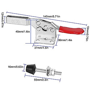 AConnet Adjustable Toggle Clamp 12 Pack 201-B Style Quick Release Toggle Latch Hold Down Clamp Antiskid Red Horizontal Clamp 360Lbs Holding Capacity Quick Release Woodworking Tool