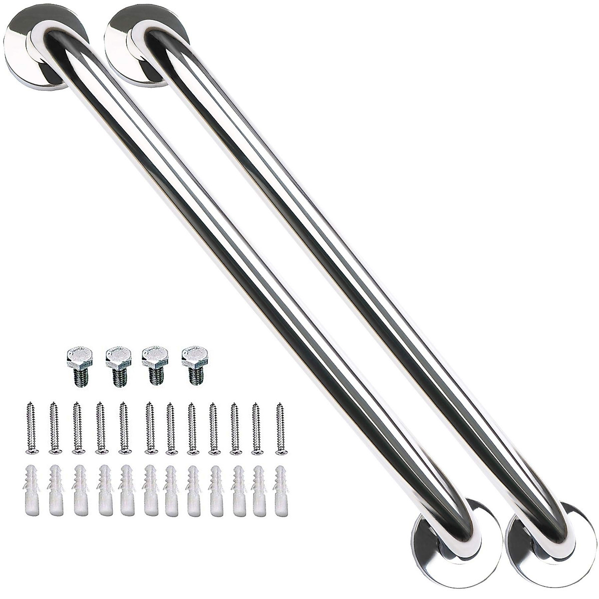2 Pack 40 Inch Shower Grab Bar, ZUEXT SUS304 Stainless Steel Chrome Bathroom Grab Bar Handle, Shower Balance Bar, Safety Hand Rail Support, Handicap Elderly Senior Assist Bath Handle(1.25" Diameter)