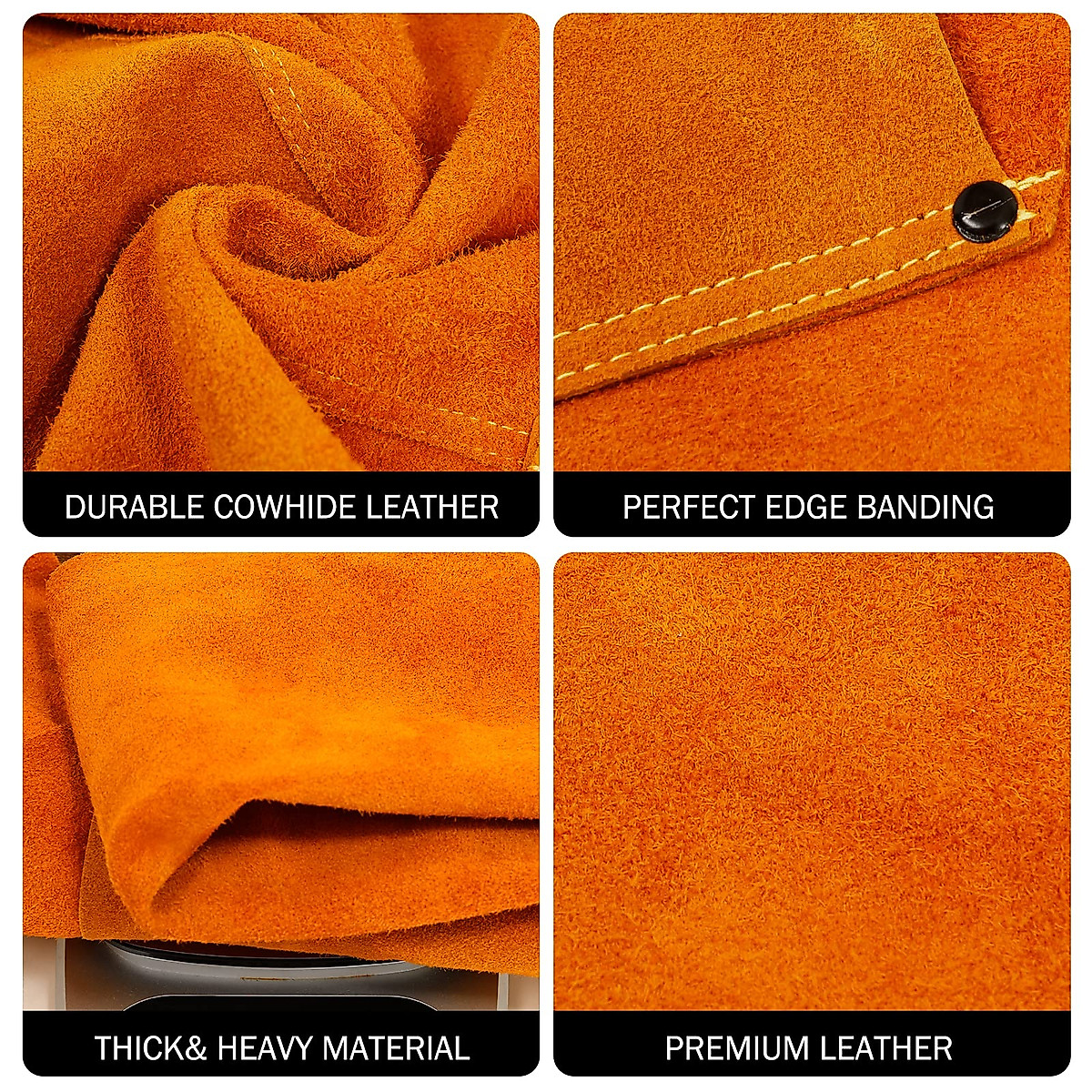 LIZMOF Welding Apron& Sleeves, Leather Apron for Men& Women, Woodworking Apron for Blacksmith, Heat & Flame Resistant Tool Apron, Heavy Duty Cowhide Leather Work Apron, 23" x 39.6"