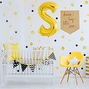 280 Pieces Bumble Bee Glitter Confetti, Black Yellow Gold Bee Circle Confetti Decoration for Bee Theme Party Gender Reveal Baby Shower First Birthday Table Scatters Supplies