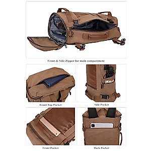 WITZMAN Travel Backpack with USB Charging Port Large Carry On Canvas Backpack Duffel Luggage Fit 17 inch Laptop for Men Women(2063 Light Green)