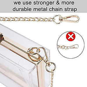 Women cute clear acrylic clutch purse stadium approved box bag with gold & silver chain strap
