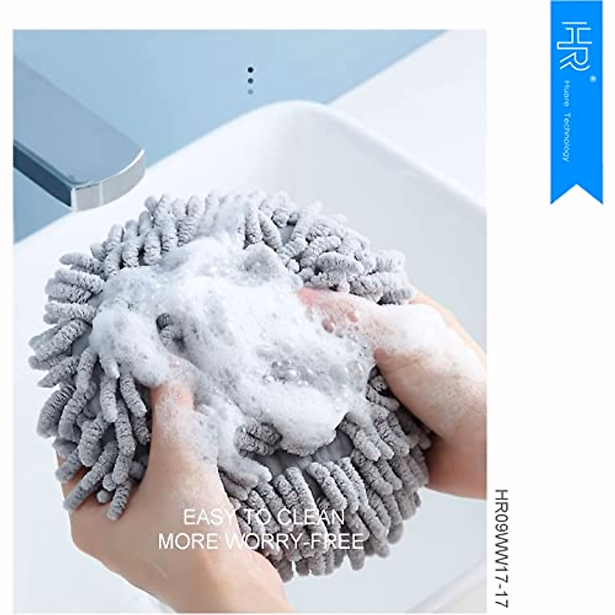 HR Huare Technology Upgraded Chenille Hand Towels, Hanging Kitchen & Bathroom Fast Drying ,No Peculiar Smell Stocking Stuffers for Family Member, 2Pack