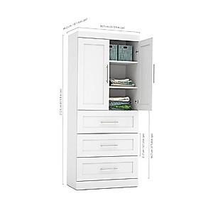 Atlin Designs 3-Drawer Set and Door Wood Storage Unit in White