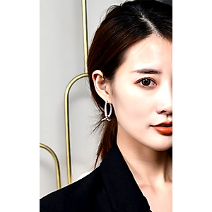 Cross Curved Earrings Zircon Curved Drop Earrings for Women Stick Front Back Piercing Hypoallergenic Ear Cuff