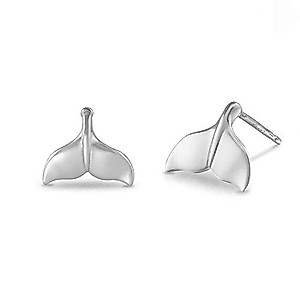 Boma Jewelry Sterling Silver Whale Tail Animal Stud Earrings