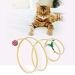 Gralara Cat Tunnel Tube Collapsible Pet Interactive Toy Playing Tent for Puppy Kitten Accessories Home, Sisal Round