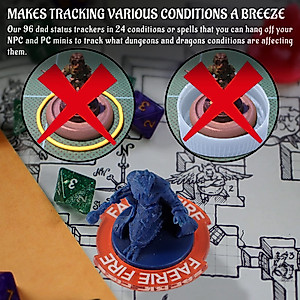 CZYY Upgraded Condition Rings 96 PCS Status Effect Markers in 24 Conditions & Spells Magic Book Storage Box Great DM Tool for Dungeons & Dragons, Pathfinder, D&D and RPG Miniatures