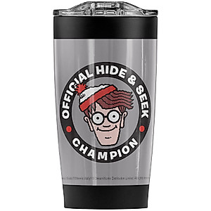 Logovision Where's Waldo Champion Stainless Steel Tumbler 20 oz Coffee Travel Mug/Cup, Vacuum Insulated & Double Wall with Leakproof Sliding Lid | Great for Hot Drinks and Cold Beverages
