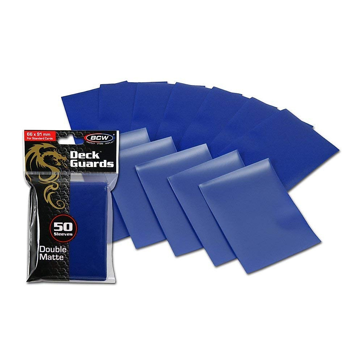BCW Deck Guard - Double Matte Blue Card Sleeves | Acid-Free, Archival-Safe, No PVC | Anti-Glare Matte Finish | Fits Standard 2½" x 3½" Game Cards | Durable Deck Protector Sleeves | 100 Ct