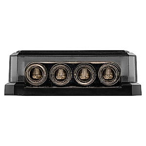 DS18 DB2040 Distribution Block 2X 0-GA in 4X 0-GA Out - Nickel Plated - Power Ground Distribution Block - Ground Distributor Block for Car Audio, RV, Motorcycle - 2X 0 Gauge in to 4X 0 Gauge Out