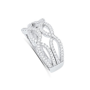 SILVERCLOSEOUT Rhodium Plated Sterling Silver Womens Cz Cubic Zirconia Stackable Braid Ring - Size 11