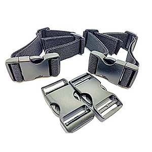 Macho River Collection *MRC* Children, Teen, Adult Adjustable Backpack Chest Strap 2-Pack (Black/Black)