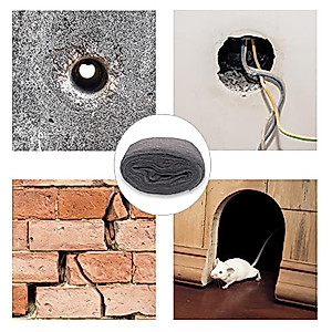 Steel Wool Fill Fabric Roll, Steel Wool Mice Control Away from Pipes, Coarse Wire Wool Hardware Cloth DIY Kit, Gap Blockers, Holes in Wall Cracks, Gardens, Houses, Garages (4 Pack × 11.5 FT)