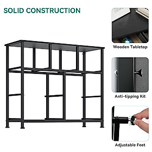 YITAHOME Dresser TV Stand, Dresser for Bedroom, Fabric Dresser with 7 Drawers, Furniture Storage Tower Cabinet for Bedroom, Living Room, Hallway, Closet, Black Wood Grain