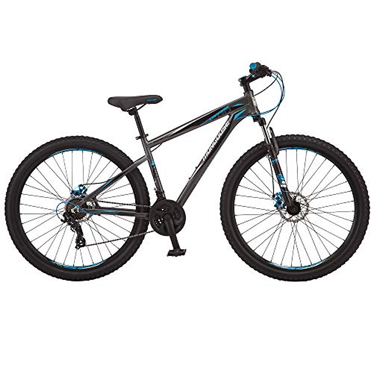 Mongoose Impasse HD Mountain Bike, Men and Women, 29-Inch Wheels, Aluminum Frame, Twist Shifters, 21-Speed Rear Deraileur, Front and Rear Disc Brakes, Charcoal