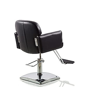 Salonsunny Black Square Base Vintage Salon Styling Chair Barber Cutting Chair All Purpose Spa Beauty Equipment