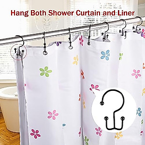 Shower Curtain Hooks Rings,Double Sided Shower Hooks Rust Proof for Bathroom Shower Rods Curtain,Stainless Steel Bathroom Shower Curtain Hangers,Set of 12