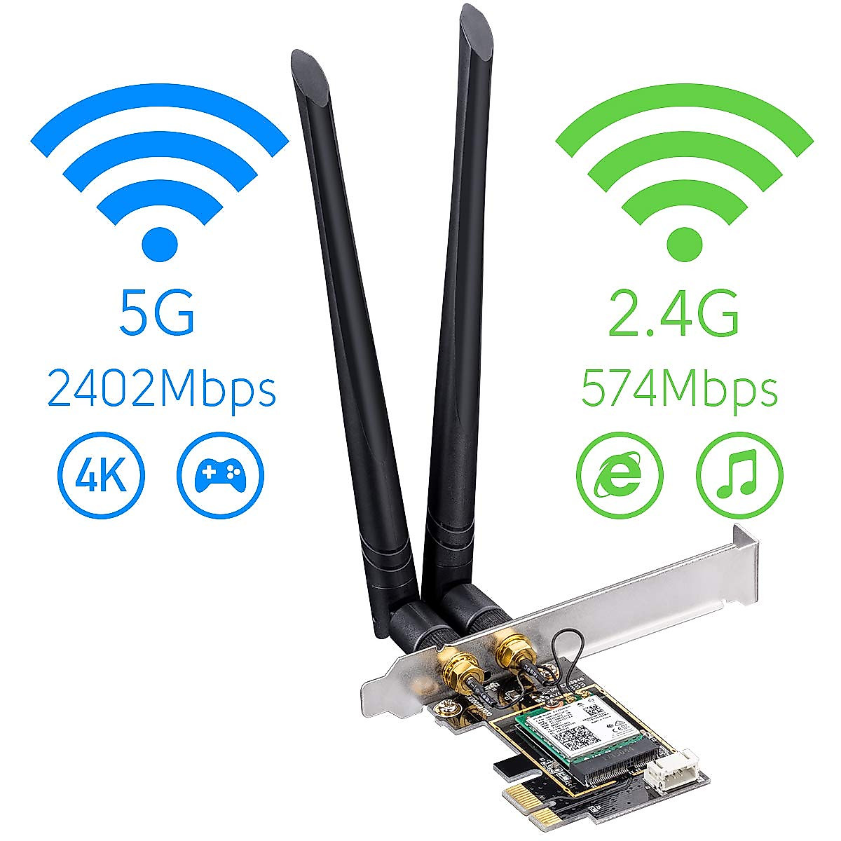 Cudy New AX3000 Wireless WiFi 6 PCIe Card for PC, Bluetooth 5.2, AX200, 3000Mbps WiFi 6 Speed, Bluetooth 5.2/5/4.2/4.0, 802.11ax/ac/a/b/g/n, Windows 11, 10, WE3000 V2