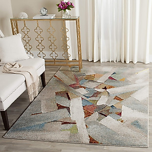 SAFAVIEH Porcello Collection Area Rug - 5'3" x 7'6", Grey & Multi, Modern Abstract Design, Non-Shedding & Easy Care, Ideal for High Traffic Areas in Living Room, Bedroom (PRL6937B)