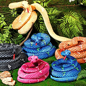 Hiboom Giant Snake Plush Large Stuffed Animal Snake Realistic Stuffed Snake Lifelike Plush Snake Toy Gifts for Birthday Party Prank Props (Blue,110 Inch)