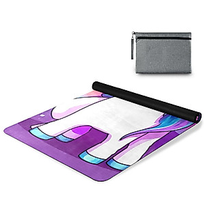 GOODOLD Cute Unicorn Yoga Mat, 71 x 26 Inch Non-slip Yoga Mats Folding Travel Exercise Mat Indoor Outdoor Gym Pilates with Storage Bag for Women Men