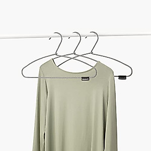 Brabantia Set of 3 Soft-Touch Clothes Hangers (Black/White) Non-Slip, Soft Closet Garment Storage Organizers, Slim Space Saving Laundry Hangers with Hooks