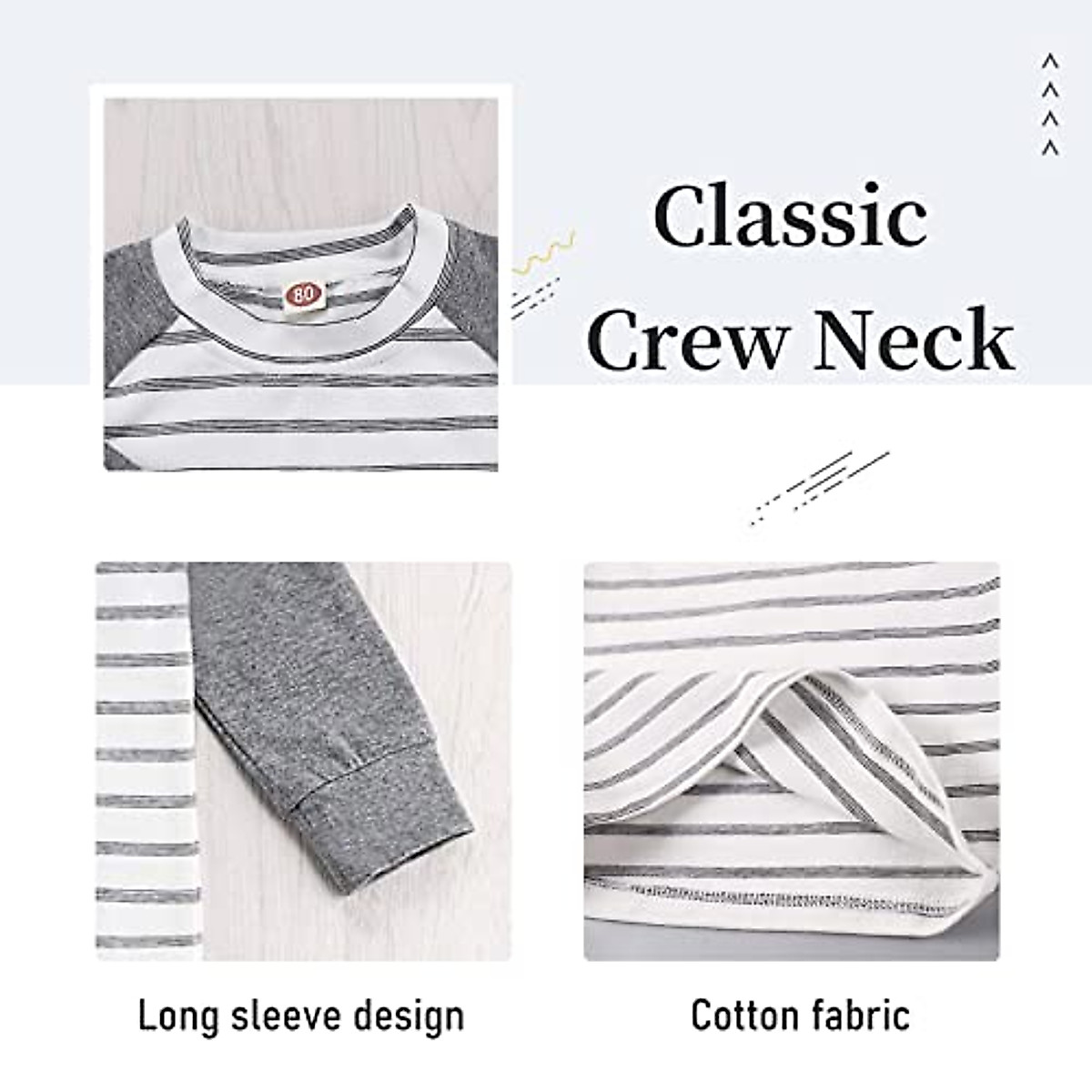 Baby Boy Clothes Stripe Long Sleeve T-Shirt Tops Sweatsuit Pants Sets Toddler Boy Fall Winter Outfits Sweater