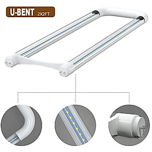 Romwish U Bend LED Tube Light, T8 T12, 18W(40W Equivalent), 5000K Daylight, 2000LM, Fluorescent Light Tube Replacement, Remove Ballast, Dual-Ended Powered, Clear Cover, 4 Pack