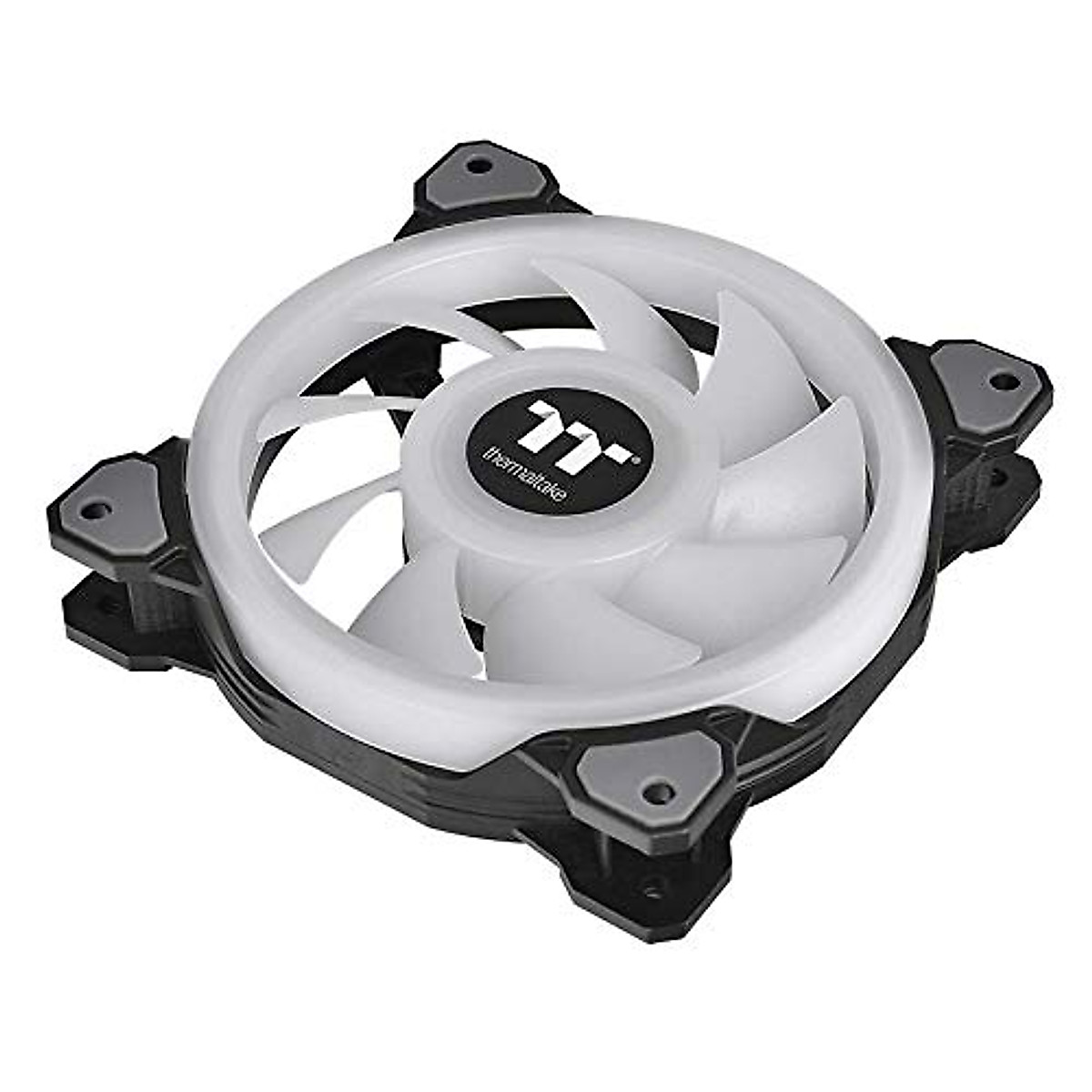 Thermaltake Riing Quad 120mm 16.8 Million RGB Color (Alexa, Razer Chroma) Software Enabled 4 Light Rings 54 Addressable LED 9 Blades Hydraulic Bearing Case/Radiator Fan CL-F088-PL12SW-B, Black