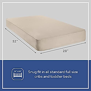 Sealy Baby Cotton Cozy Rest Breathable 2 Stage Waterproof Crib Mattress plus Toddler Bed Fit, 204 Coils & Soft Coton Cover, GREENGUARD Gold Certified, Safety & Quality Tested, Made in USA, 52'X28'