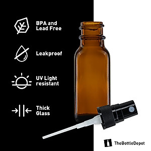 The Bottle Depot - 15ml Spray Bottle - 24 Pack - Clear Amber - 18-400 Neck Finish - Glass Bottle with Sprayer