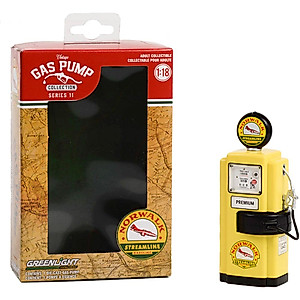 ModelToyCars 1948 Wayne 100-A Gas Pump Norwalk Gasoline, Yellow, Greenlight 14110A - 1/18 Scale Diecast Gas Pump