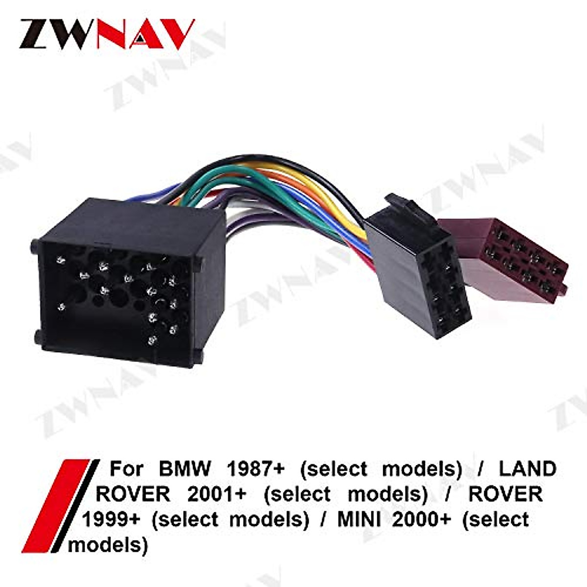 ZWNAV ISO Car Radio Wire Cable Wiring Harness Stereo Adapter Connector Adaptor Plug Power and LoudspeakerFit for BMW 1987+, Land Rover 2001+, Rover 1999+, Mini 2001+, (Selected Models)